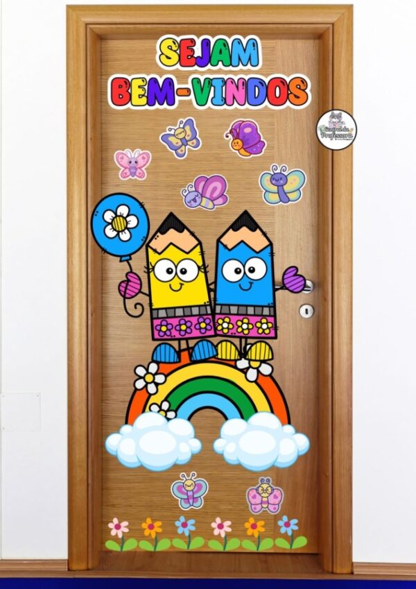 PAINEL BEM-VINDOS TEMA LÁPIS FELIZ - Central da Professora